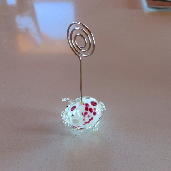 Other | Glass Metal Pig Picturecard Holder | Poshmark